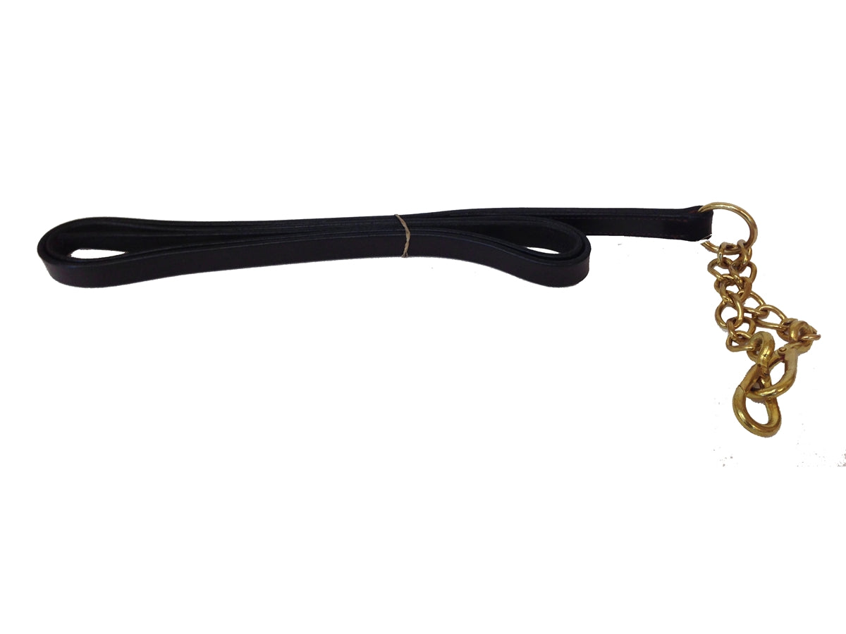 BHS Leather Lead with Brass Chain - Halters and Leads from Baker's Saddlery